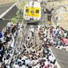 Protesters block trains at CST